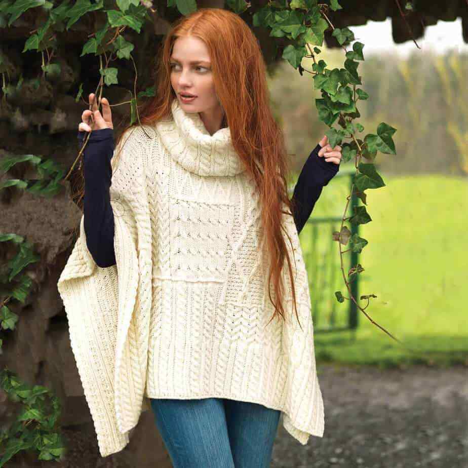 Ladies Irish Wool Cowl Neck Cape, Natural | eBay