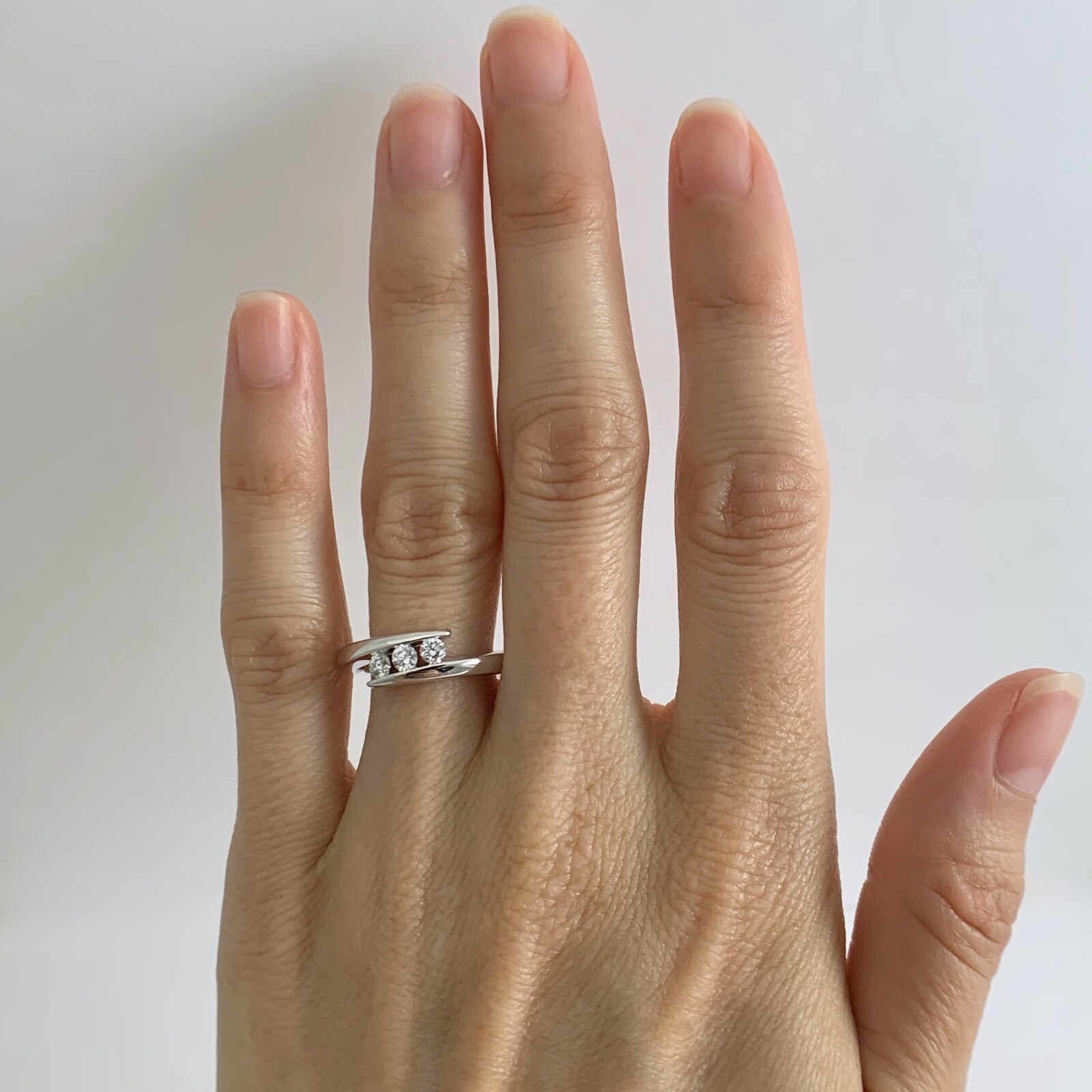 3-Stone Diamond Crossover Wrap Statement Ring 14K White Gold, .30 CTW ...