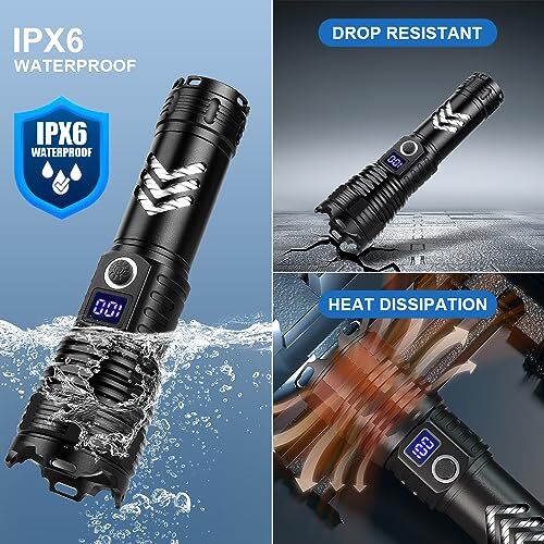 Flashlights High Lumens LED Rechargeable, 900,000 Lumen Brightest Flash ...