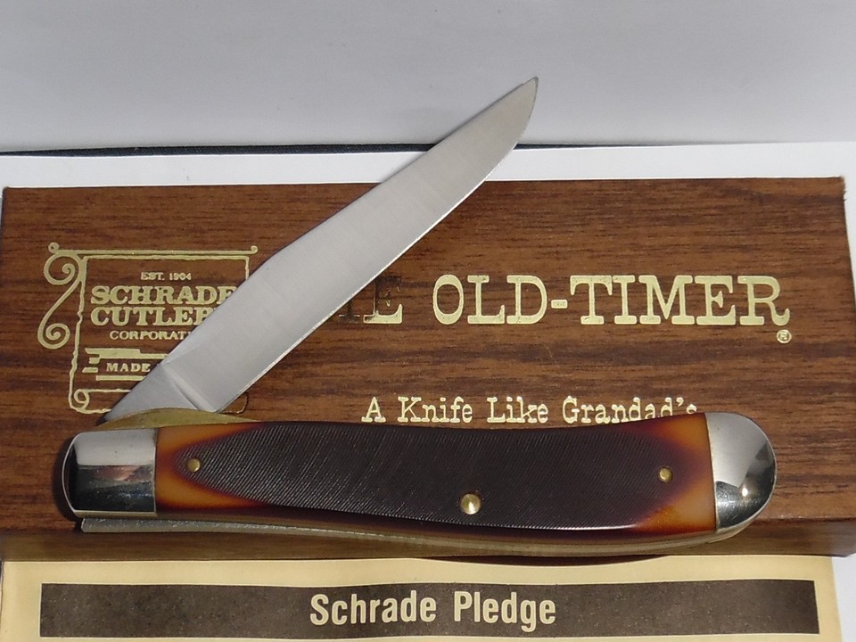 VINTAGE SCHRADE USA 194OT OLD TIMER TRAPPER KNIFE WITH BOX. NEVER USED ...