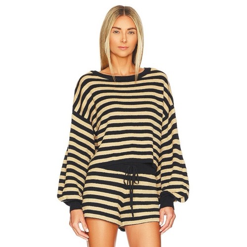 Beach Riot Size Small Revolve Ava Gold Stripe Metallic Boxy Crop ...