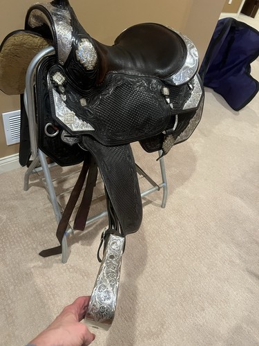 16” Silver Mesa show saddle w/ Dale Chavez silver engraved stirrups | eBay