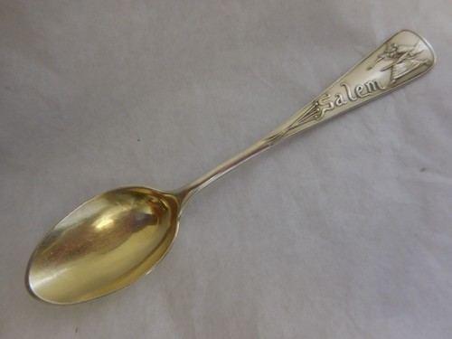 SALEM WITCH STERLING SILVER SOUVENIR SPOON DANIEL LOW DURGIN 4 3/8" NO ...