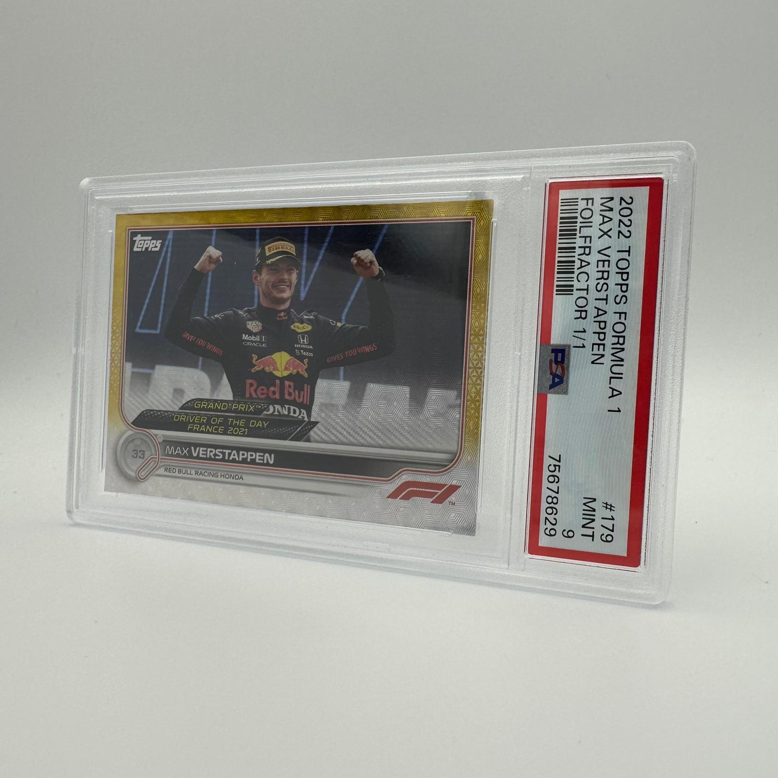 PSA 9 - 1/1 Max Verstappen #179 - Foilfractor - 2022 Topps Formula 1 | eBay
