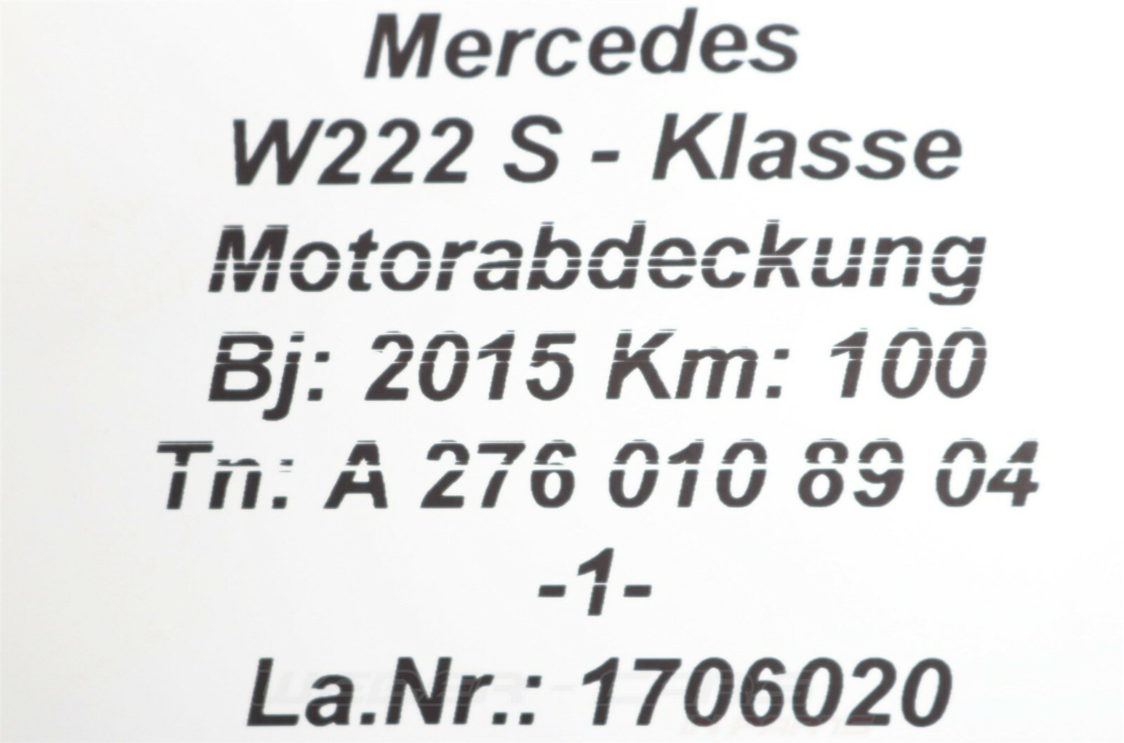 100km A2760108904 Mercedes Benz W222 M276 3.0 3.5 S400 Engine Cover -1 ...