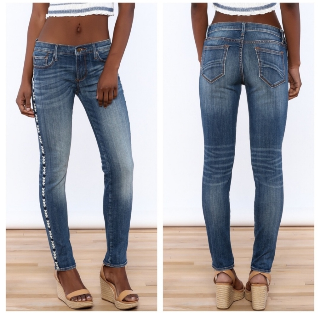 Driftwood Marilyn side embroidered jeans sz 27 | eBay