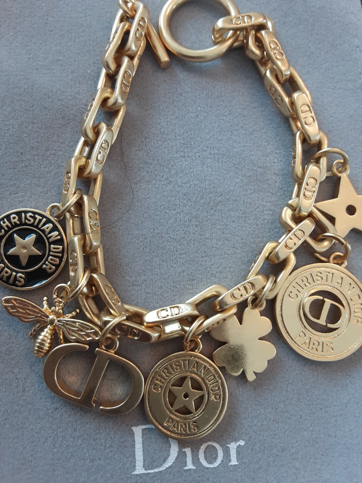 100% Authentic Christian DIOR Bracelet Logo CD gold d… - Gem