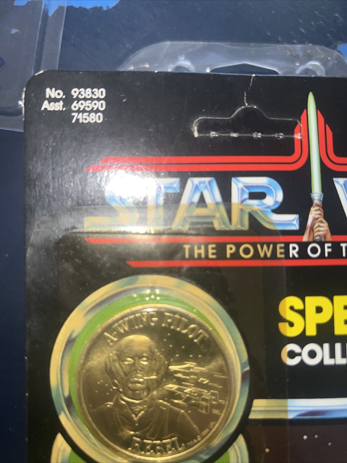 VINTAGE STAR WARS POTF A-WING PILOT Figure special coin MOC unpunched ...