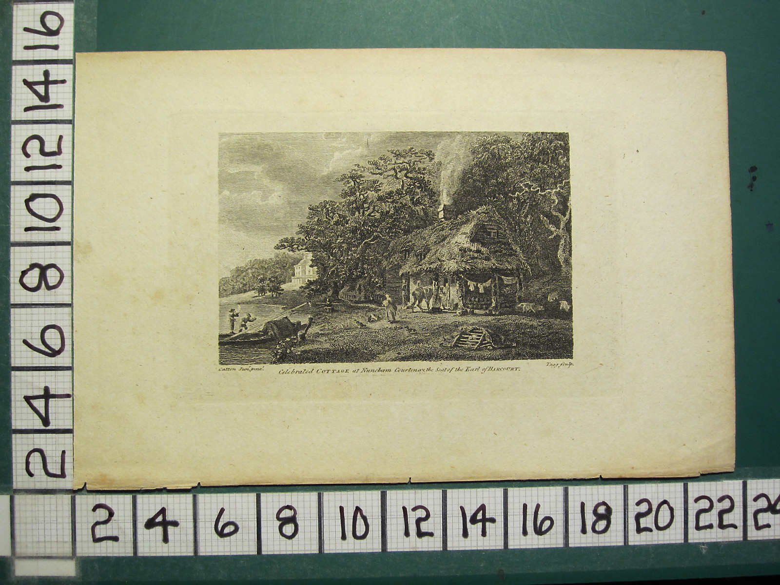 c1790 ANTIQUE PRINT ~ COTTAGE AT NUNEHAM COURTENAY SEAT OF EARL of ...