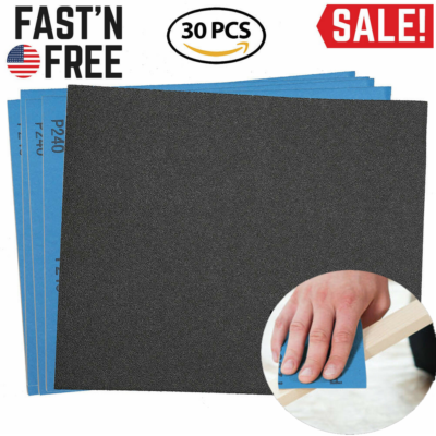 320Grit 30x Dry Wet Sandpaper Abrasive Sanding Paper Sheets DIY Car ...