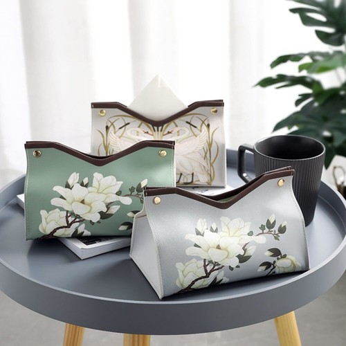 Printing Floral Paint Tissue Box PU Household Tissue Box Practical ...