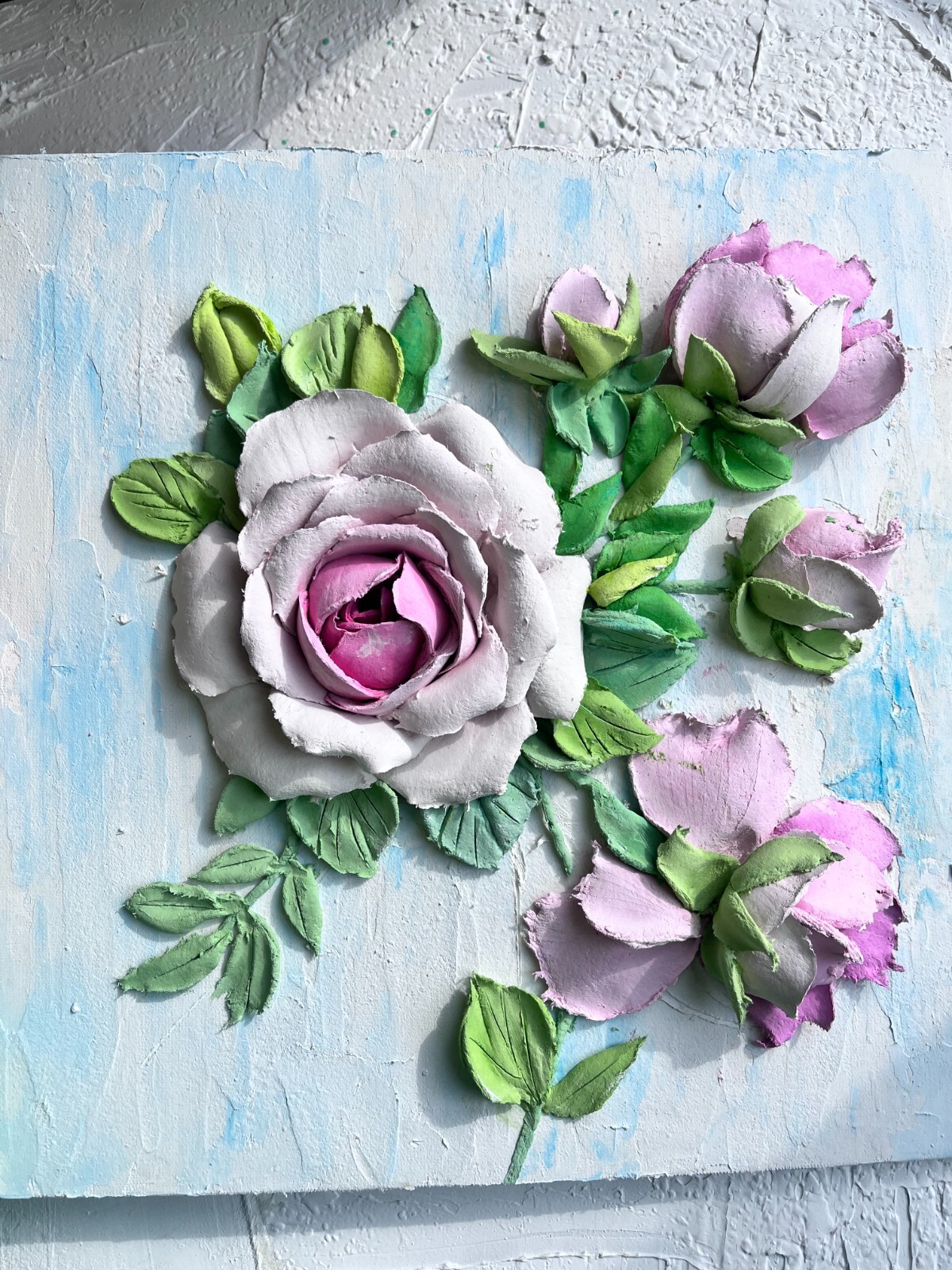 Roses painting 3d roses painting sculptural painting 3d floral wall art ...