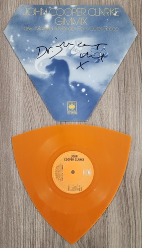 Dr John Cooper Clarke Signed Gimmix Orange Colored 7" Vinyl Record Poet ...