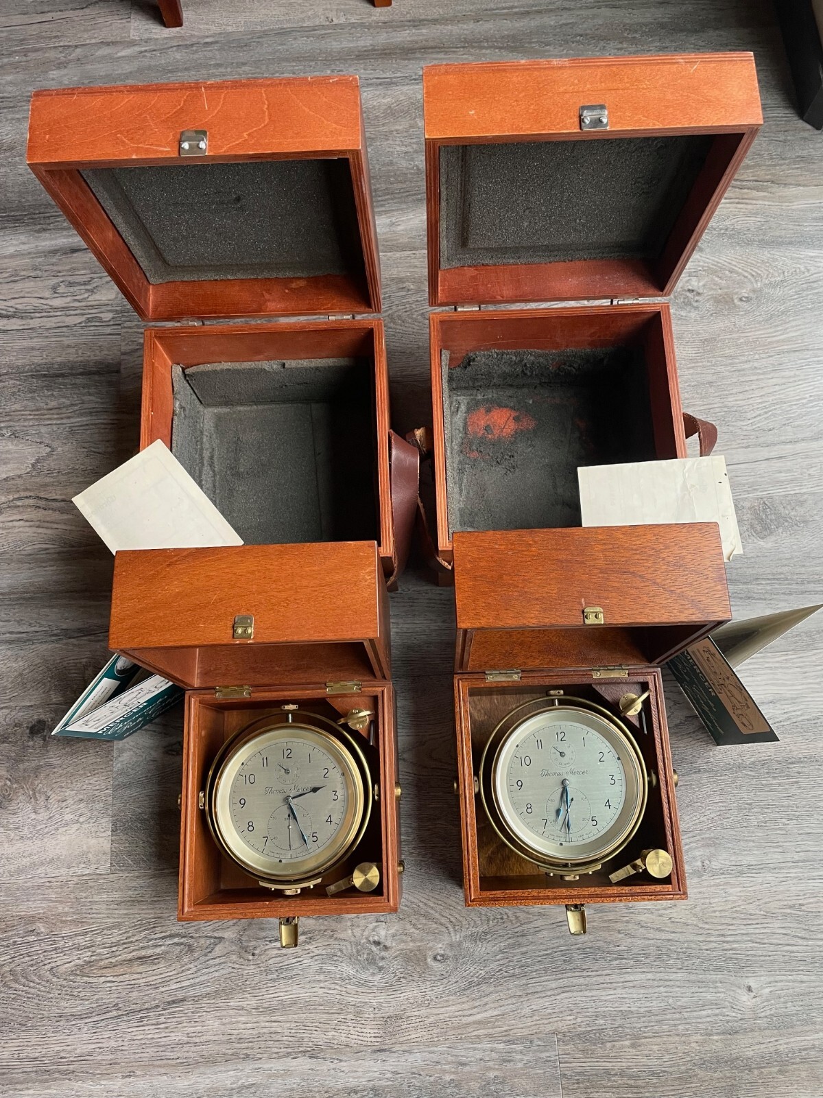 Set of two Thomas Mercer of St. Albans England Marine Chronometers with ...