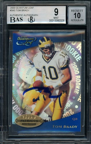 2000 Tom Brady Quantum Leaf *AUTOGRAPHED* #343 RC Rookie BGS 9+/10 (9.5 ...