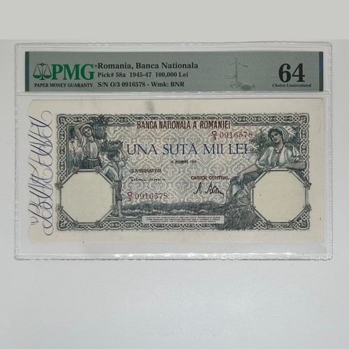 (HK SHIPPING) 1945-47 Romania Banca Nationala 100000 Lei Pick#58a PMG ...