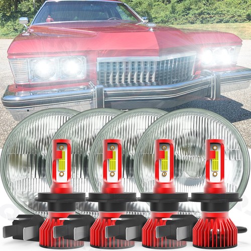 4pCS 5.75" 5-3/4" inch Round LED Headlights Hi/LO DOT Projector Beam ...