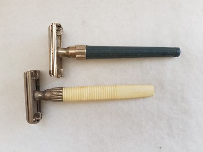 Gillette Safety Razors Set of 2 Vintage w/Plastic Handles Made in ...