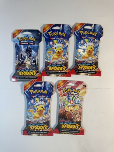 Pokemon Surging Sparks Sleeved Booster Packs Lot Of 5 NEW SEALED PIKA ...