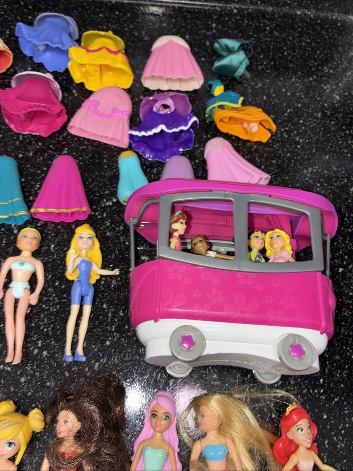 Disney Princess Magic Clip Dolls Dresses Magiclip & Polly Pocket Toy ...