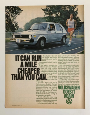 1979 Volkswagen VW Rabbit Diesel Print Ad Original Vintage Does It ...