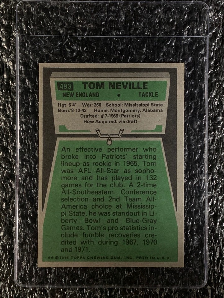 1975 Topps Football #493 Tom Neville EX/MT | eBay