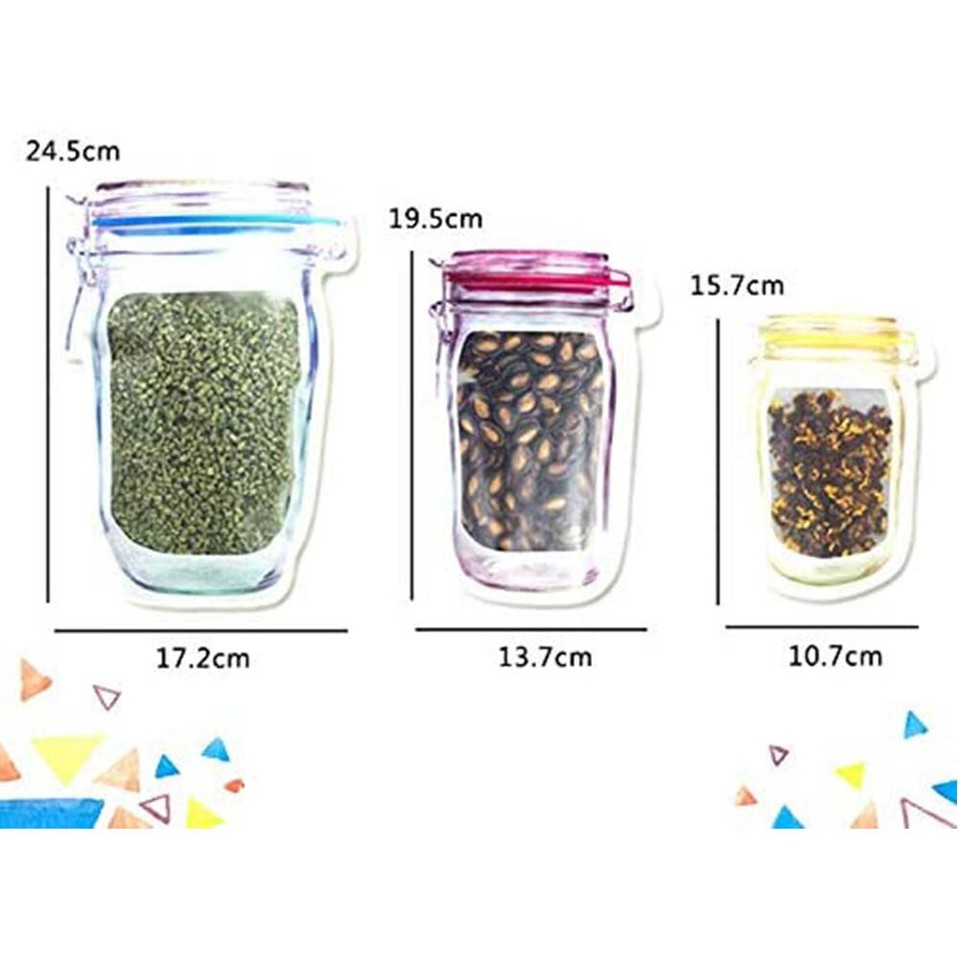 20Pcs Reusable Zip lock Snack Bags Mason Jar Zipper Food Saver Ziplock ...