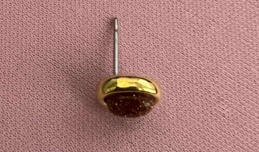 GOLD EARRING gemstone single stud earring vintage oval | eBay Australia