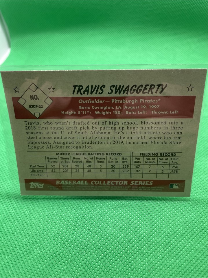 2019 Bowman Heritage Baseball Chrome Prospects #53CP32 Travis Swaggerty ...