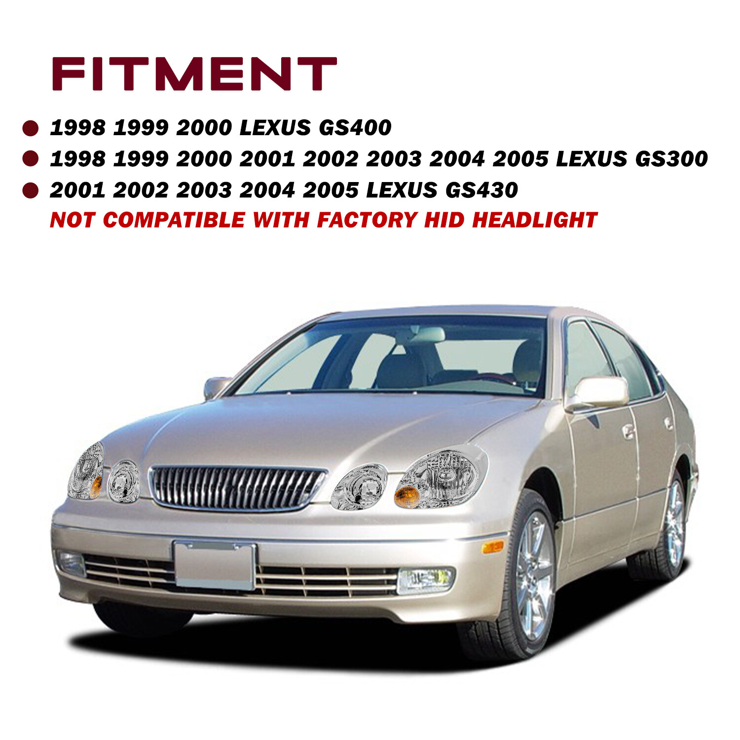 Headlights For 1998-2005 Lexus GS300 GS400 GS430 Projector Halogen ...