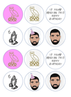 set of 12 drake birthday, edible paper, cupcake cookie toppers CHOOSE ...