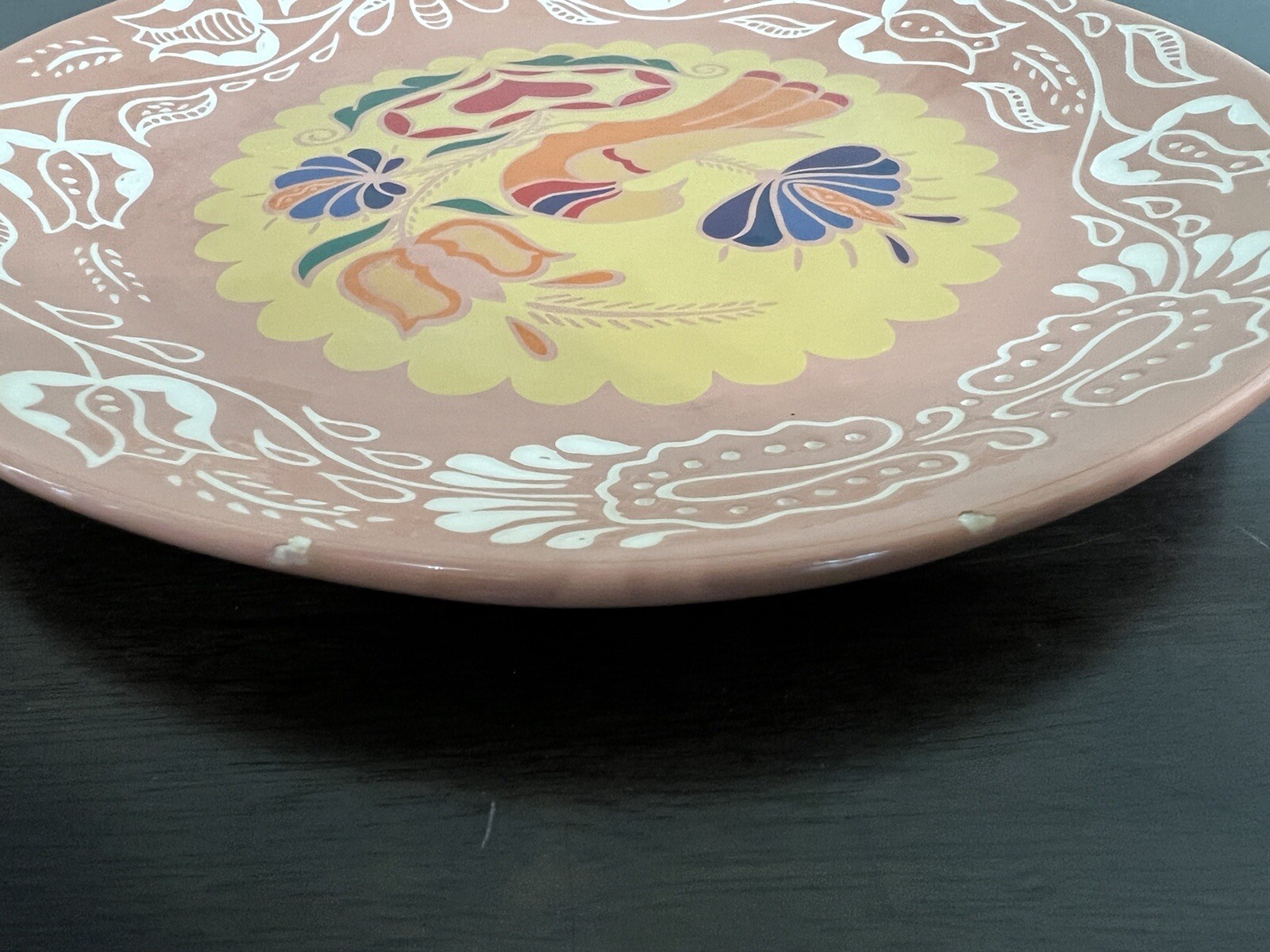 Vintage Distelfink Red Ware Art Pottery Plate Bird Pennsylvania Dutch ...