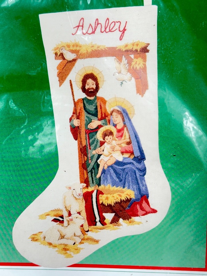 VTG ‘89 Dimensions Christmas Morning Stocking Crewel Embroidery Kit ...