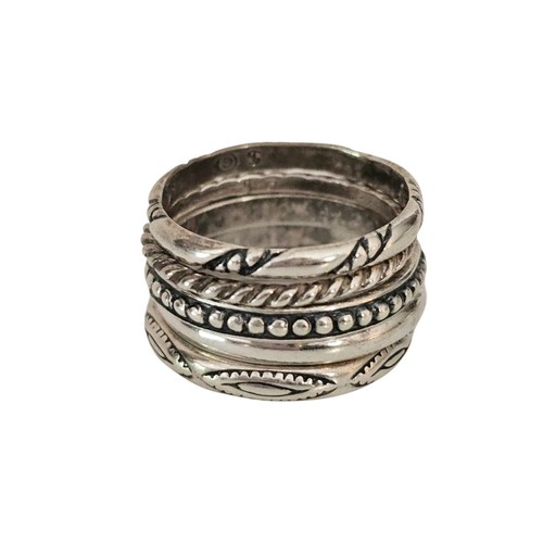 Silpada Sterling Silver SET OF 5 Stackable Band Rings R0593 Sz 7.25-8 ...