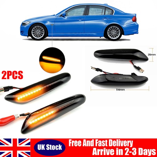 2PCS LED Side Marker Light Smoked Side Indicator For BMW E46 E81 E82 ...