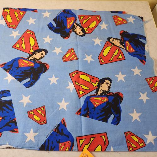 1 yard + Superman Fabric DC Comics 1996 Cotton 44"x44" Blue with stars ...