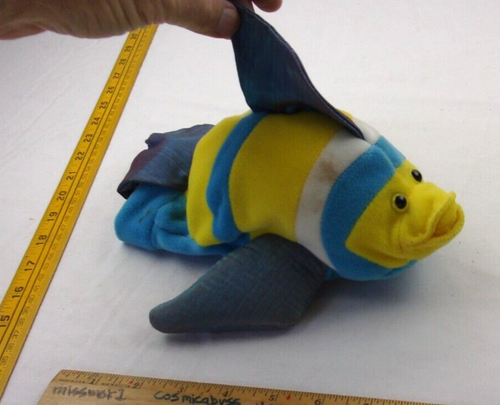 blue yellow fish plush hand puppet 1990s used Caltoy | eBay
