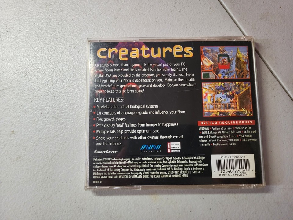 Creatures Virtual Pet PC, CD-ROM, Windows 95, The Learning Co., 1998 ...