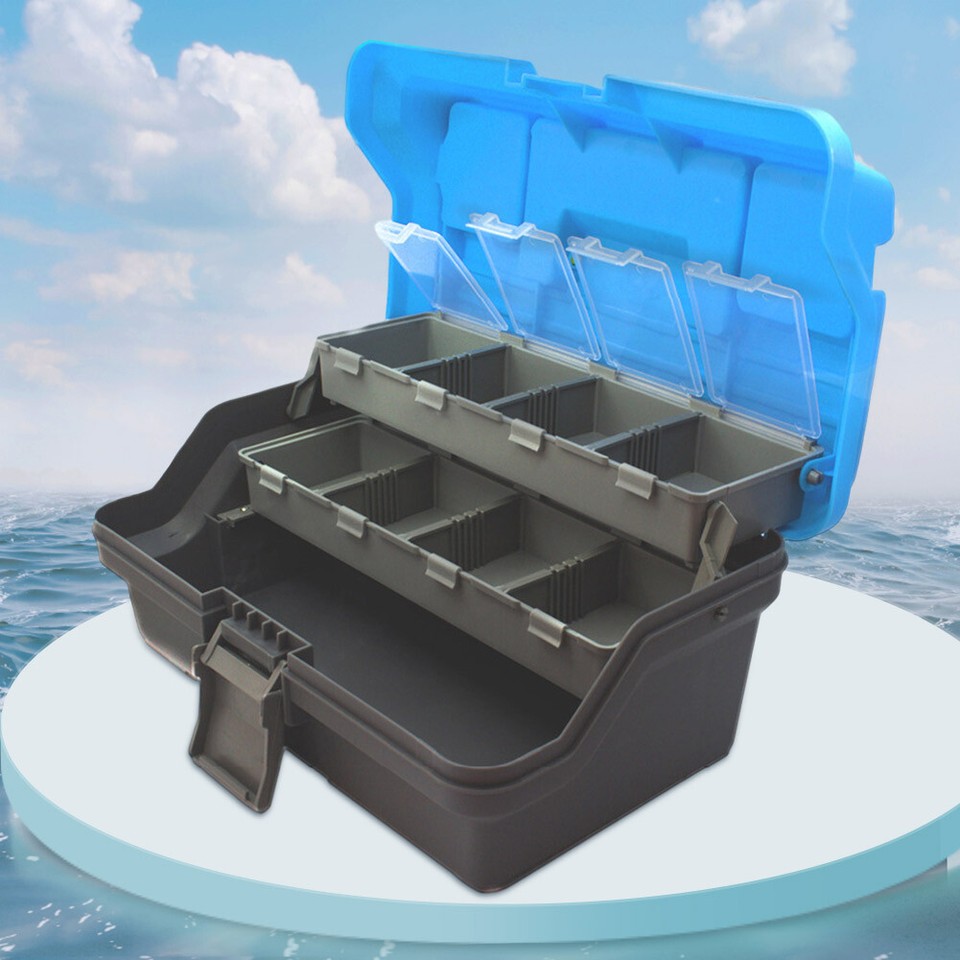 3-Layer Folding Fishing Tackle Box Multipurpose Fishing Storage Box ...