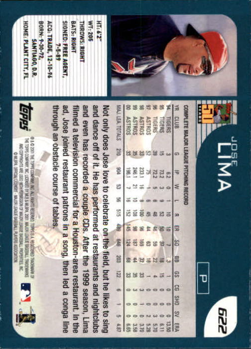 2001 Topps Limited Houston Astros Baseball Card #622 Jose Lima /3085 | eBay