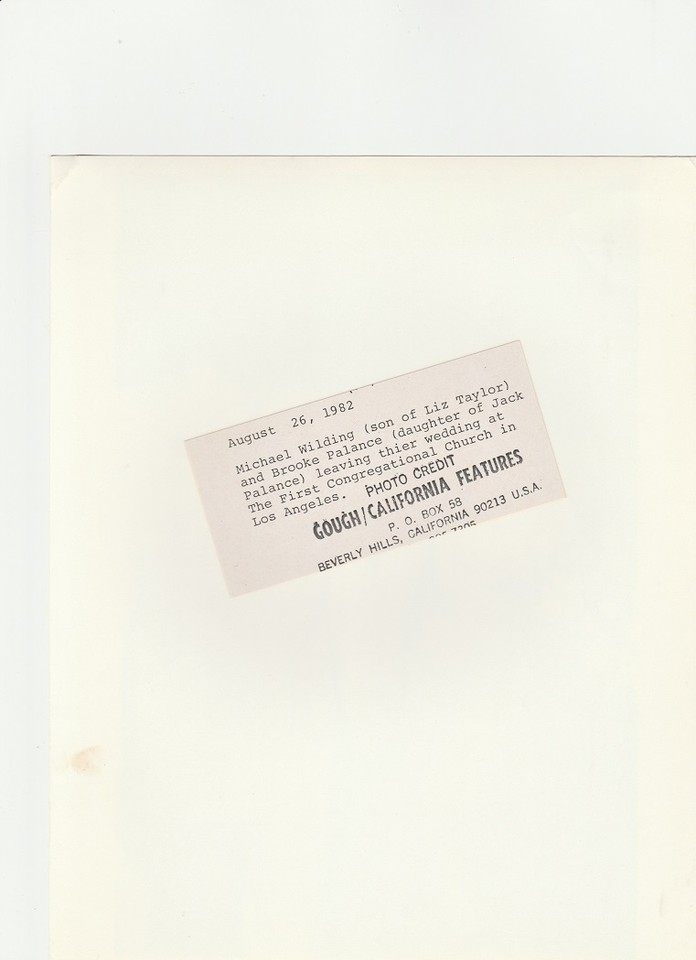 Original Photo Liz Taylor Son Michael Wilding Jr Brooke Palance Wedding ...
