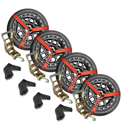 16 Pcs 4 Set 2" x 10' Lasso Wheel Lift Strap Ratchet J Finger Hook for ...