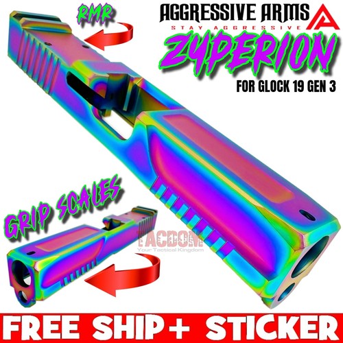 AGGRESSIVE ARMS ZYPERION RAINBOW INSANE SCALE GRIP SLIDE For GLOCK 19 ...
