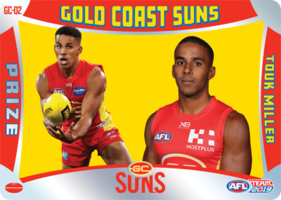 2019 AFL TEAMCOACH TEAM COACH PRIZE CARD GOLD COAST SUNS TOUK MILLER ...