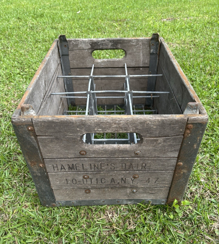 VTG Hameline's Dairy 12 Milk Bottle Carrier Case Wooden Crate Box Utica NY | eBay