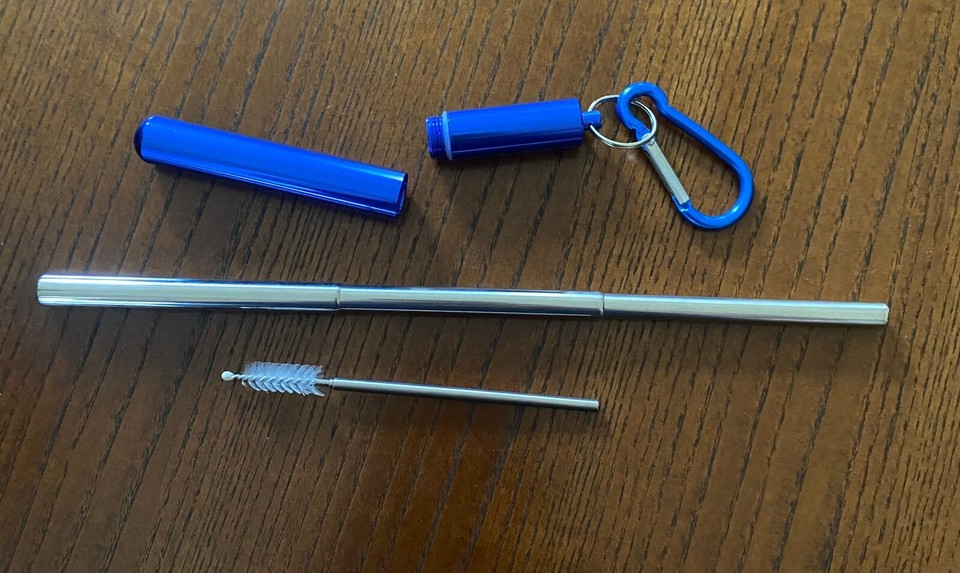 Portable metal straw w/ Snap Hook .. ( Ecoangel ) msc cruise ship ...