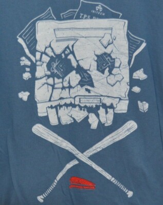 Office Space Movie Printer Smash T Shirt Men's Size Large Blue | eBay