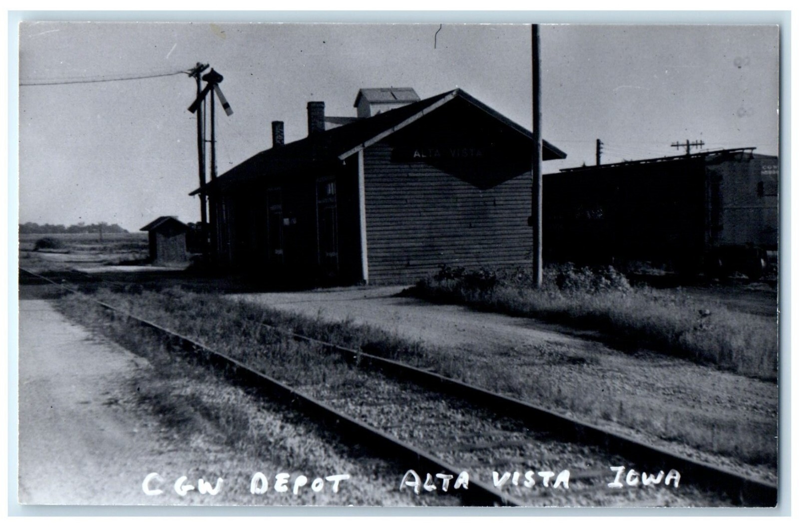 c1960's CGW Alta Vista Iowa IA Railroad Train Depot Station RPPC Photo ...