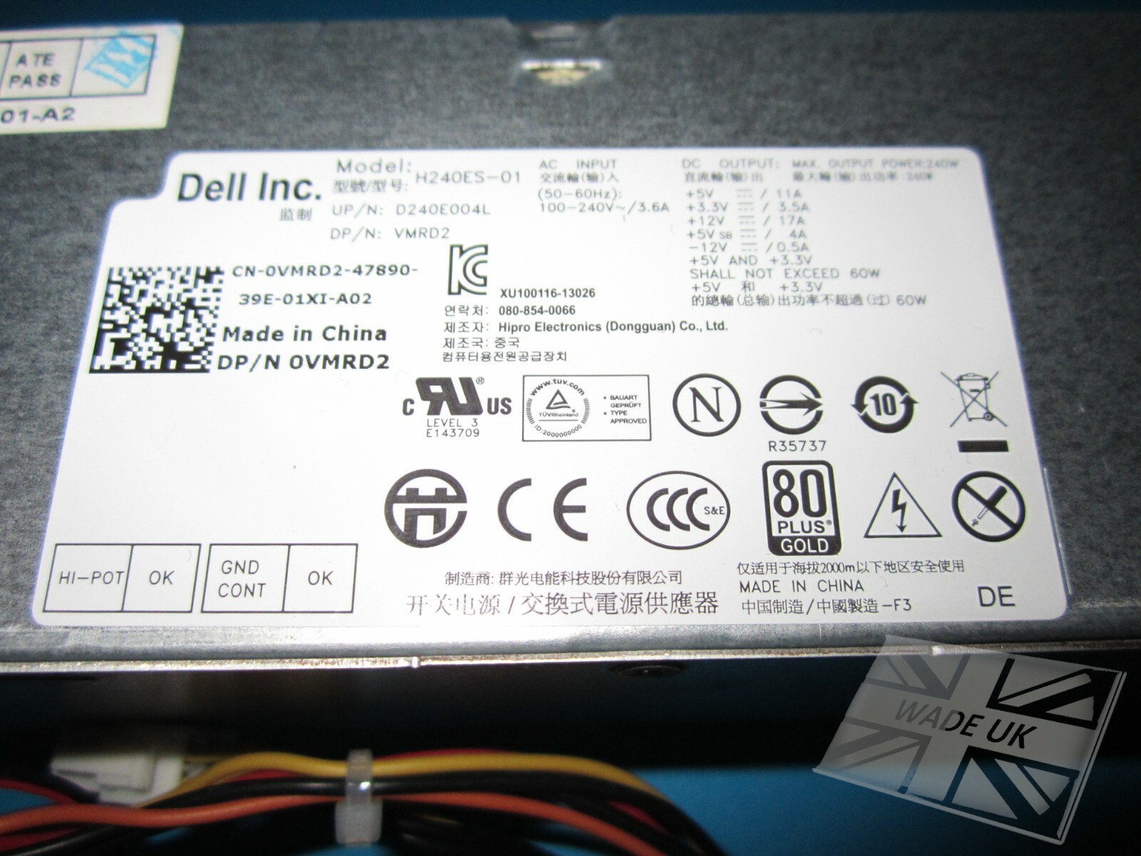 Dell Optiplex 390 790 990 3010 H240AS-00 SFF Power Supply Unit 0VMRD2 ...