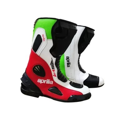 APRILIA Motorbike Racing Leather Boots Motorcycle Cowhide Leather ...